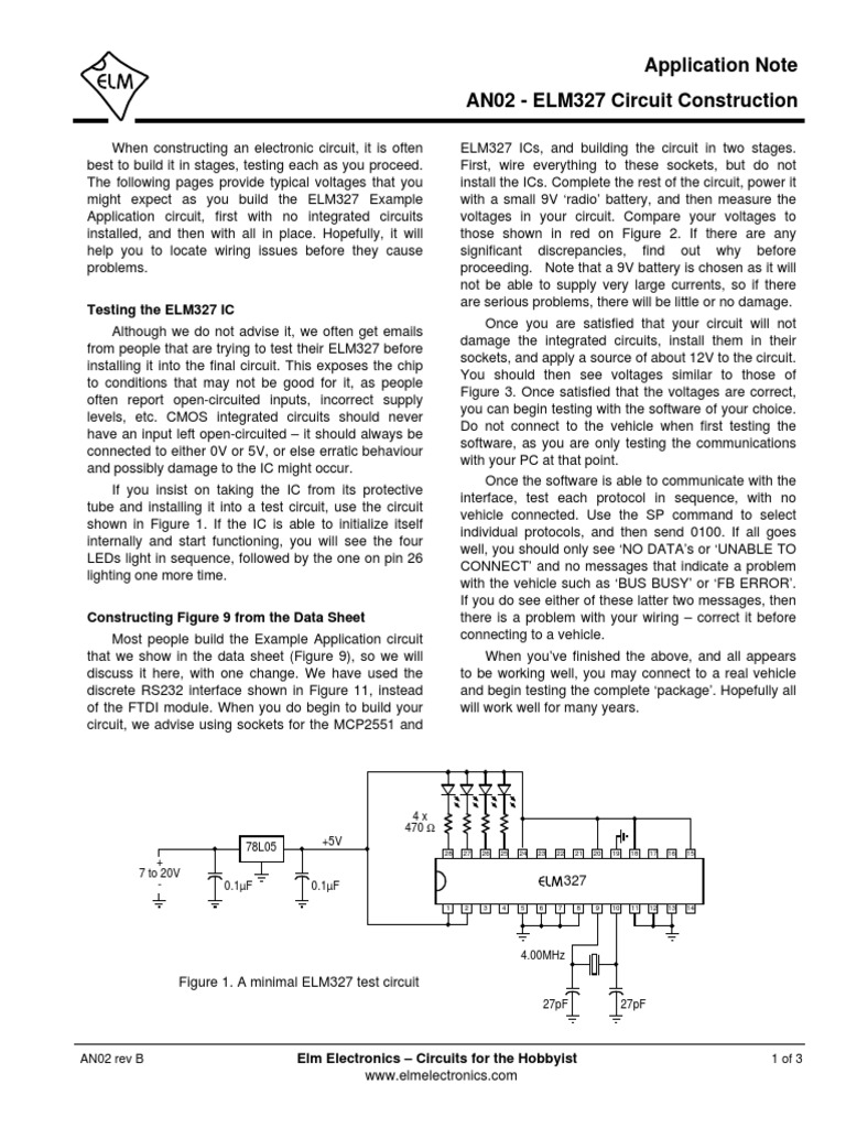Application Note AN02 - ELM327 Circuit Construction: Testing The ELM327 ...