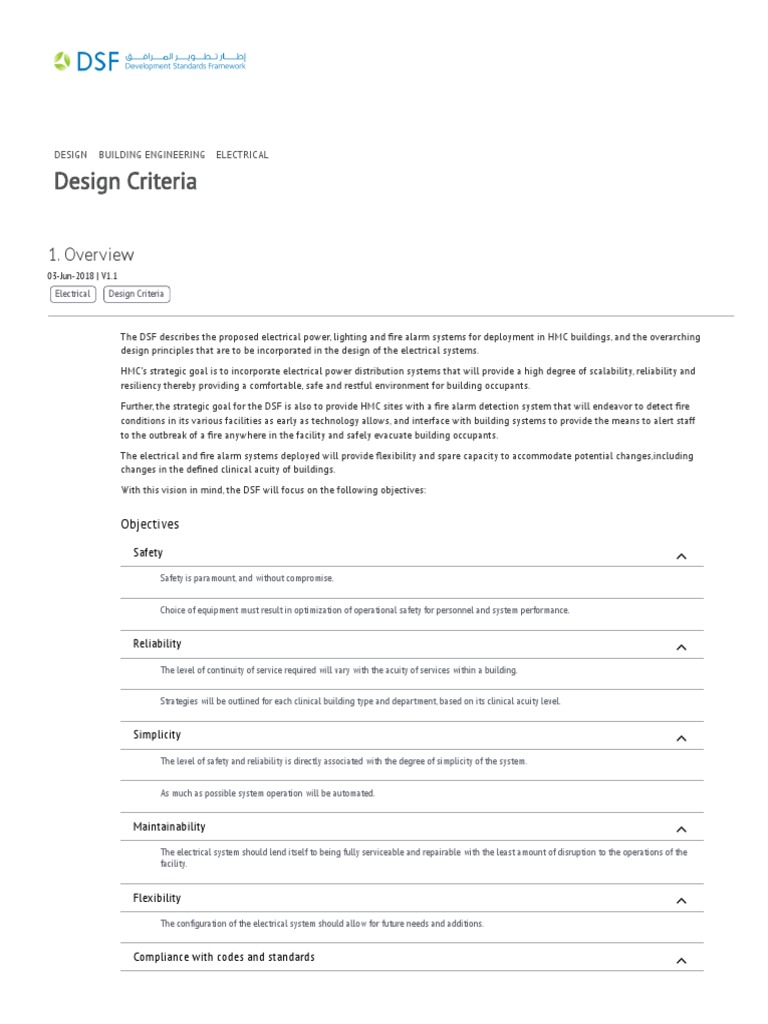 Design Criteria: 1. Overview | PDF | Lighting | Reliability Engineering