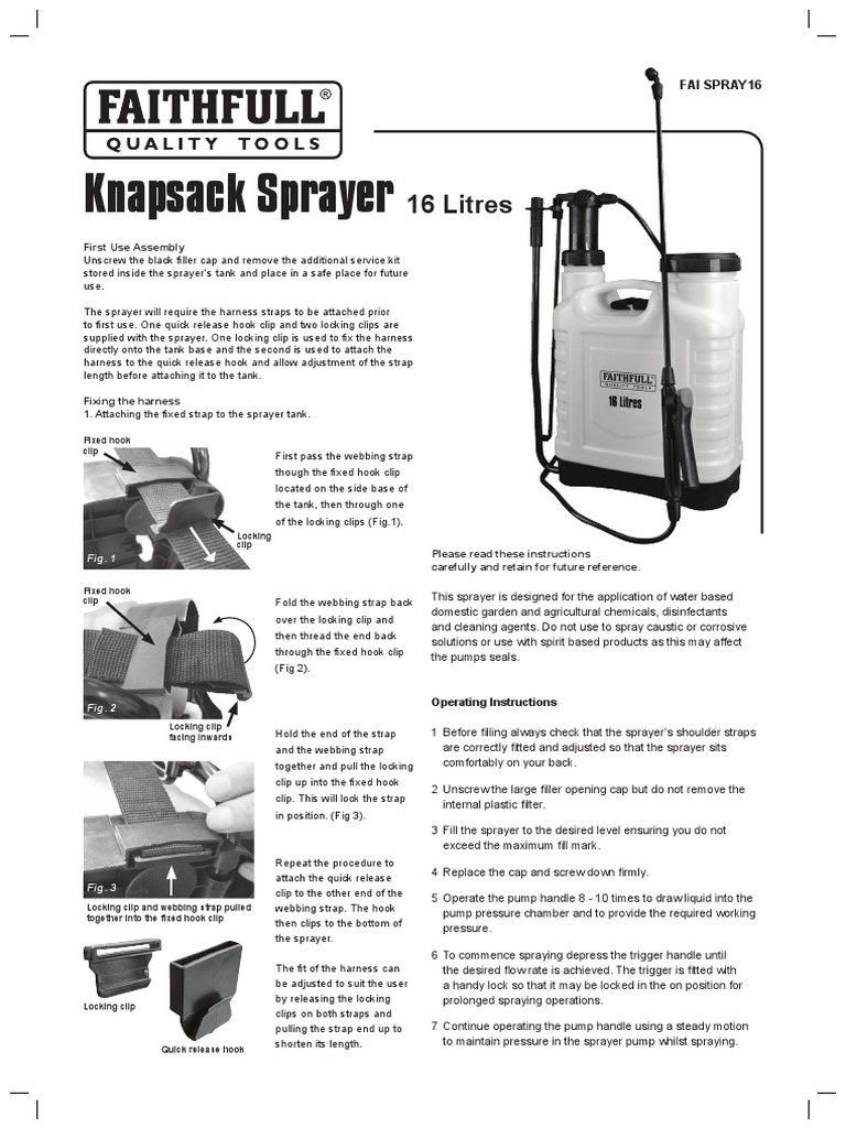 Knapsack Sprayer: 16 Litres | PDF | Nozzle | Pump
