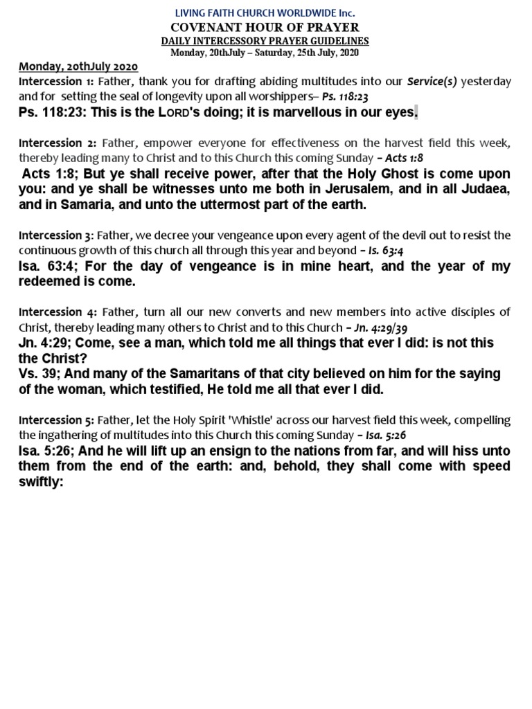 Daily Prayer Guidelines for July 2020 | PDF