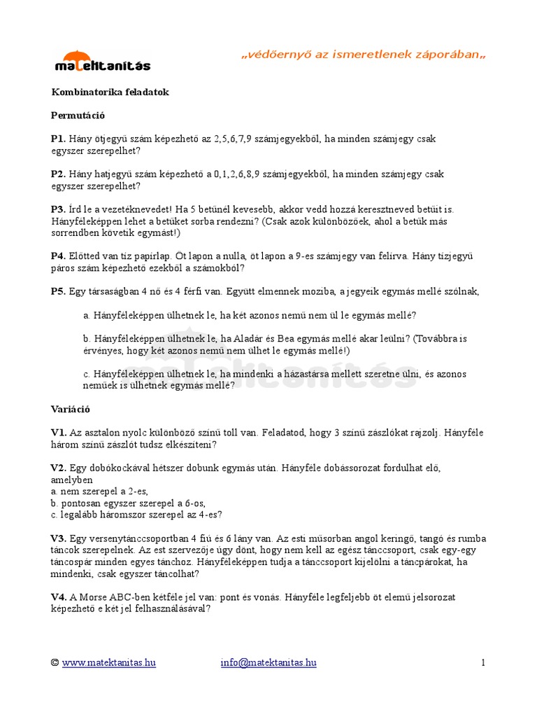 Kombinatorika Fa PDF | PDF