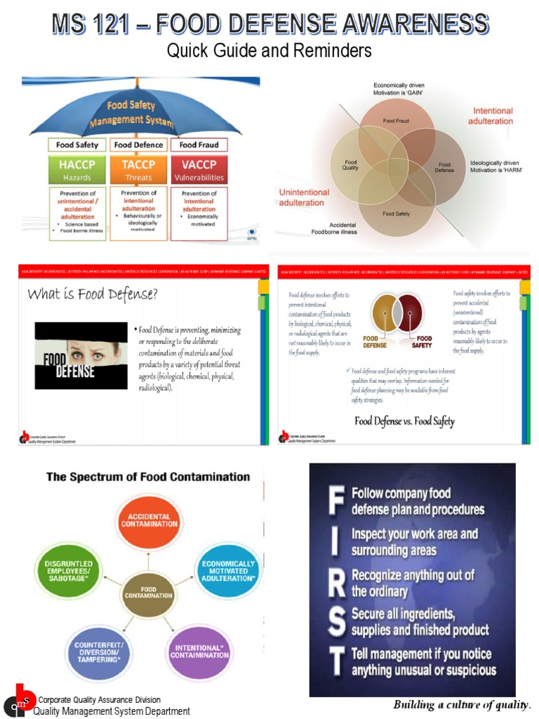MS 121 Food Defense Quick Guide and PA | PDF