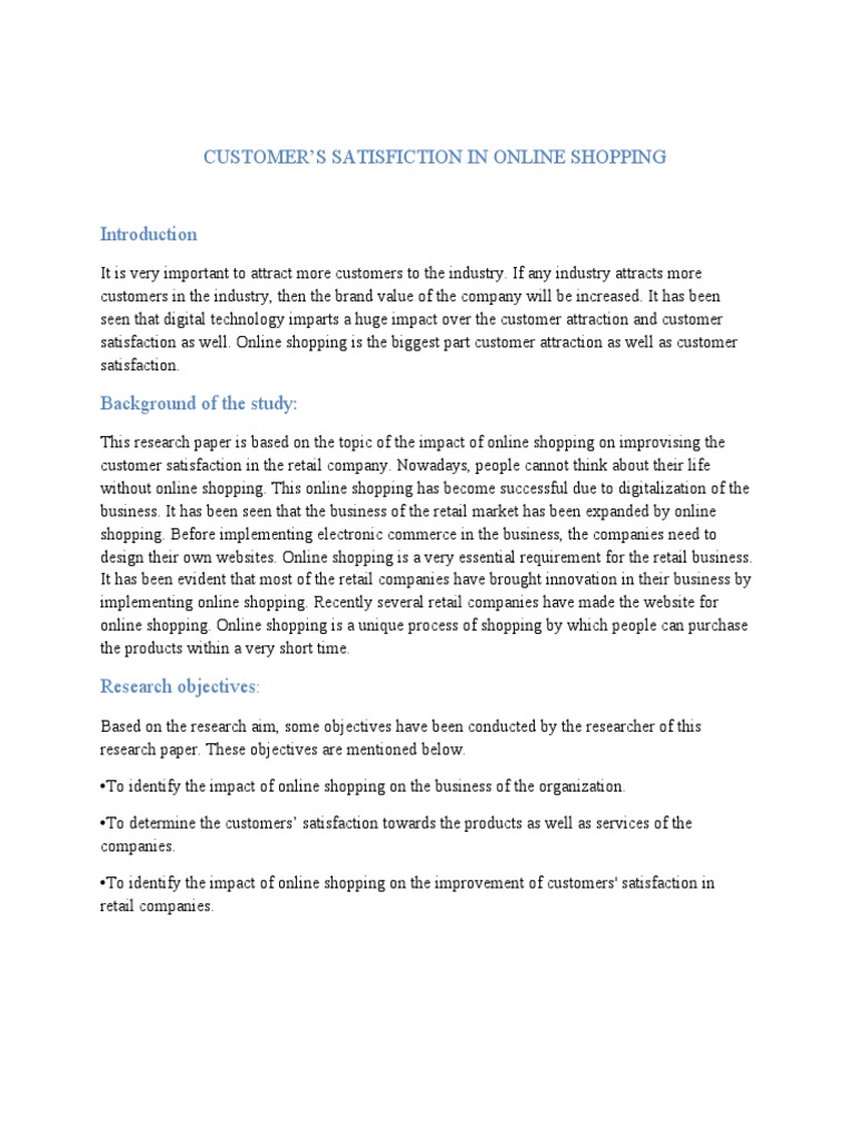 Customer'S Satisfiction in Online Shopping | Download Free PDF ...