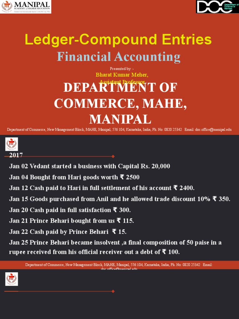Ledger-Compound Entries: Financial Accounting | PDF