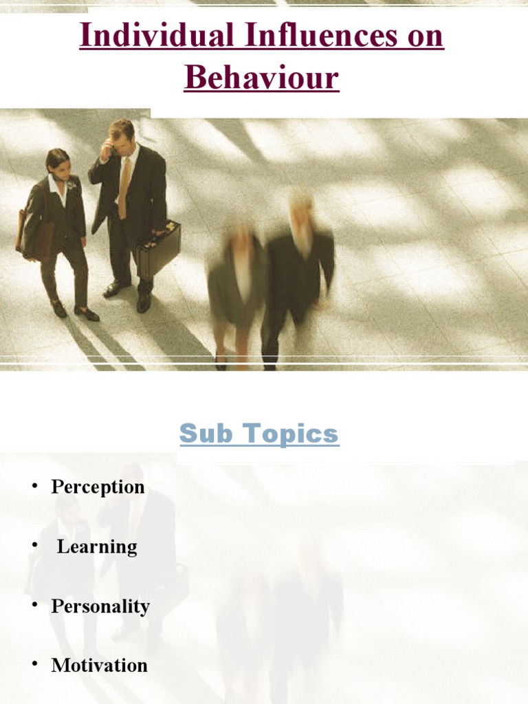 C3 Individual Influence On Behaviour | PDF | Perception | Behaviorism