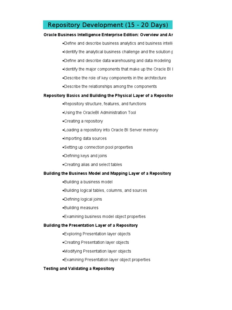 OBIEE Training | PDF | Business Intelligence | Oracle Database