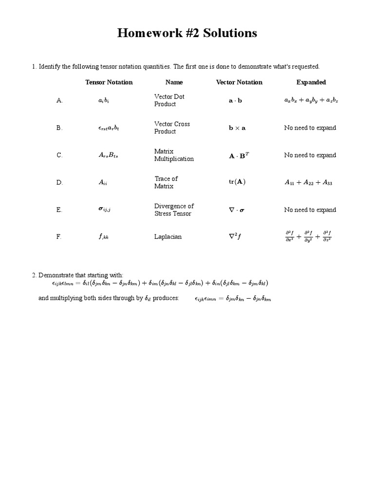 Homework #2 Solutions | PDF | Tensor | Geometry