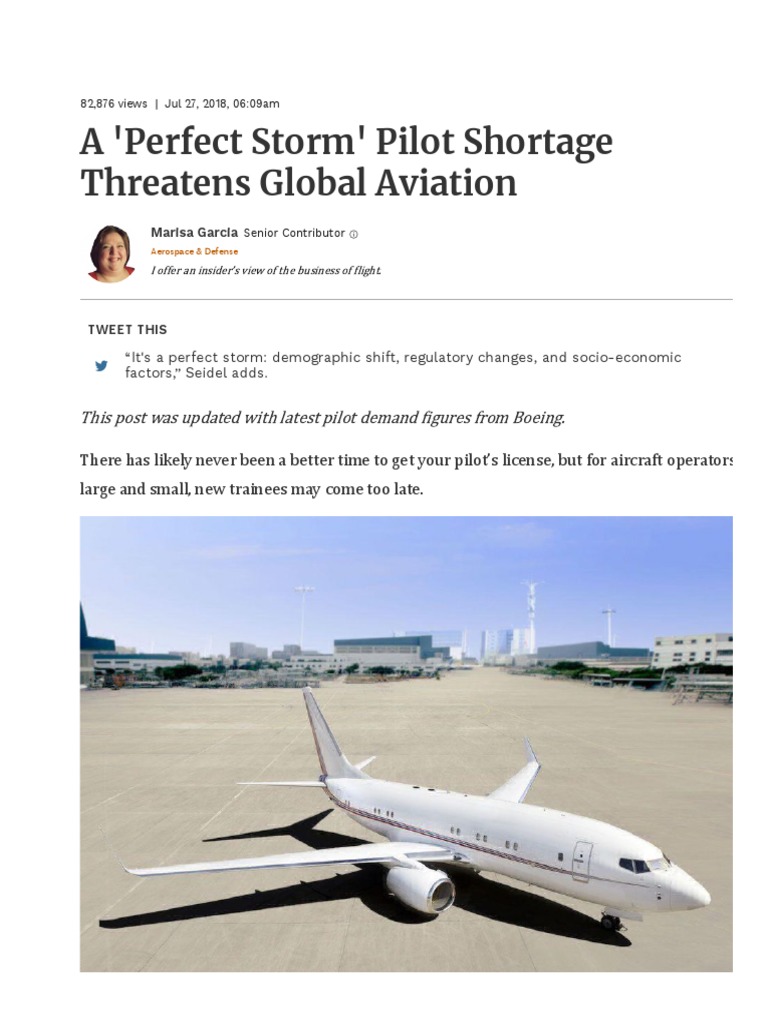 A 'Perfect Storm' Pilot Shortage Threatens Global Aviation: Marisa ...