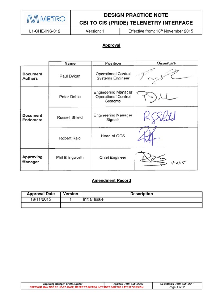 L1-CHE-INS-012 CBI To CIS (Pride) Telemetry Interface | PDF | Port ...