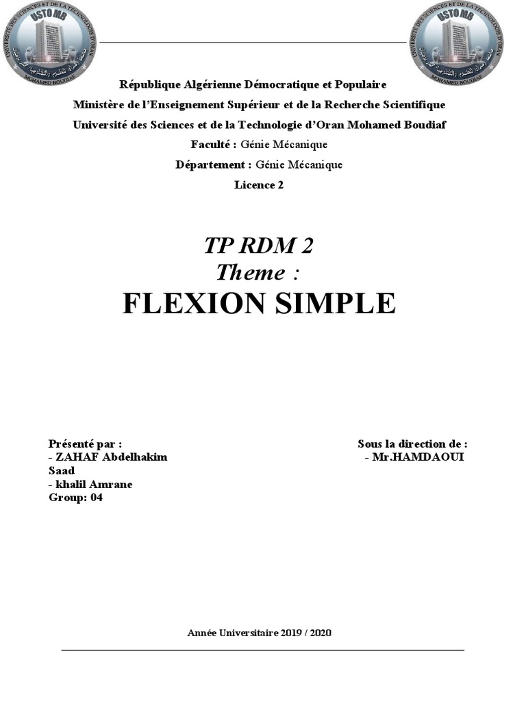 TP RDM 2 | PDF | Flexion (matériau) | Résistance des matériaux