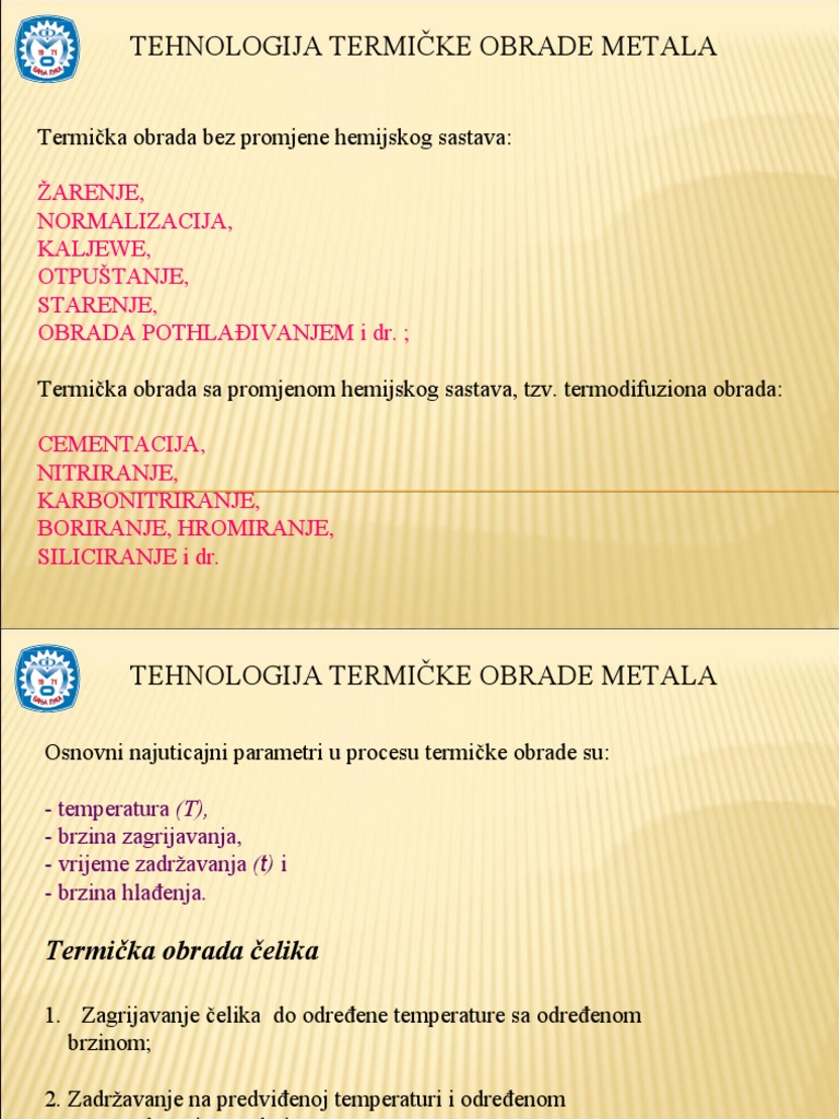 TERMICKA OBRADA Proizvodne Tehnologije | PDF
