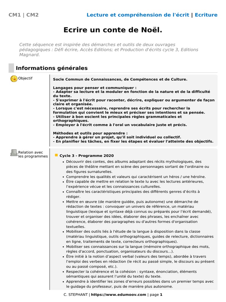 Écrire un conte de Noël en classe | PDF | Discours (linguistique ...