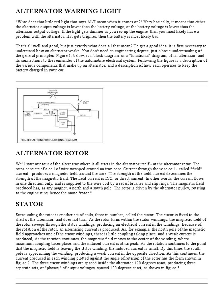 Alternator Warning Light PDF | PDF | Rectifier | Electric Power