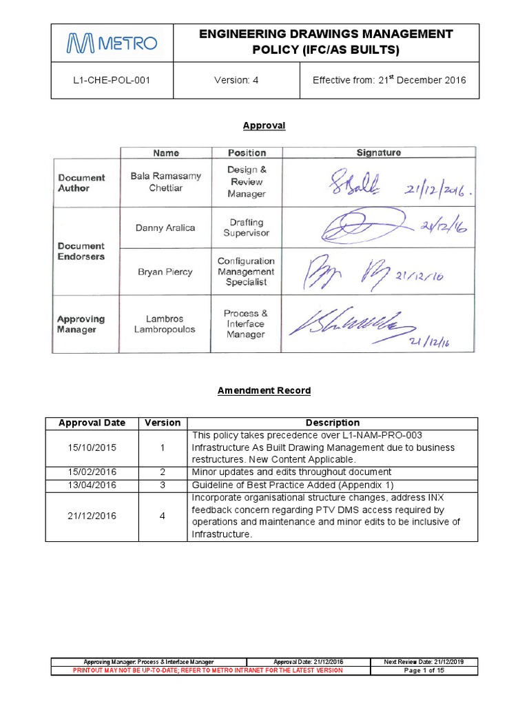 L1-CHE-POL-001 - Engineering Drawings Management | PDF | Engineering ...