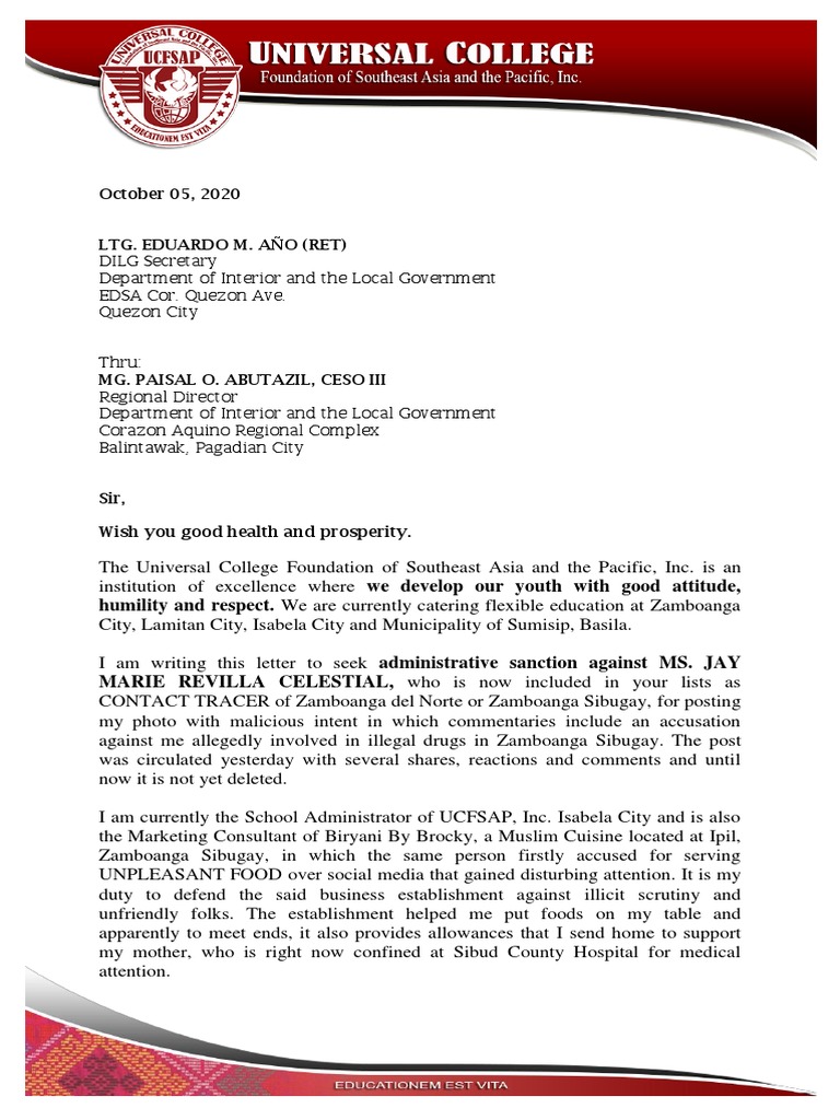 Letter For DILG Secretary | PDF | Government | Violence