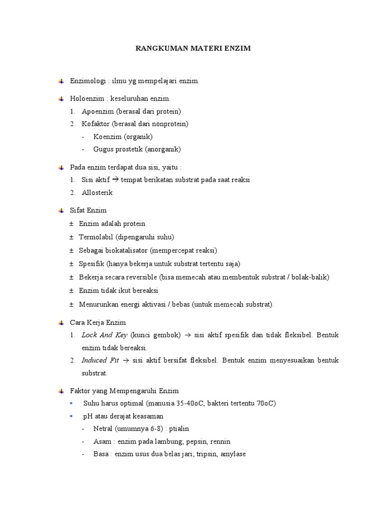 Rangkuman Materi Enzim | PDF