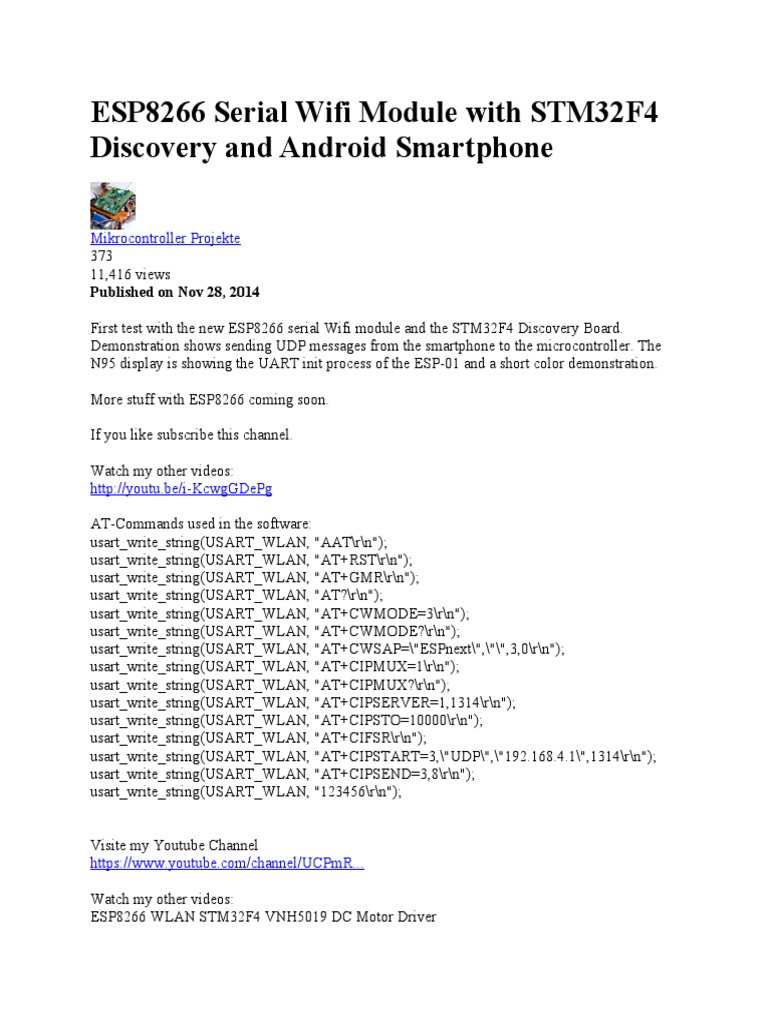 ESP8266 Serial Wifi Module With STM32F4 Discovery and Android Smartphone | PDF | Computers