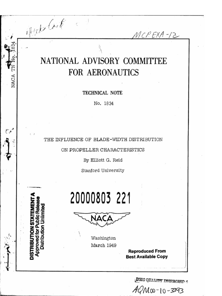 TN 1834 Naca | PDF | Propeller | Pressure Measurement