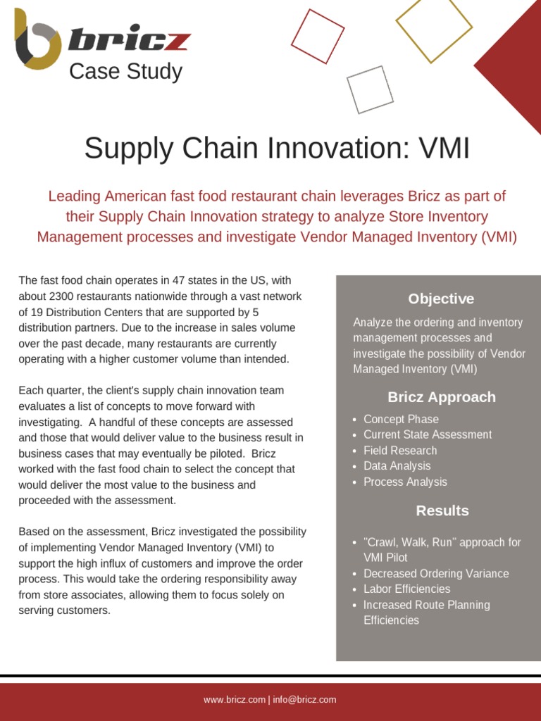 Case Study - Supply Chain Innovation - VMI | PDF | Inventory | Supply Chain