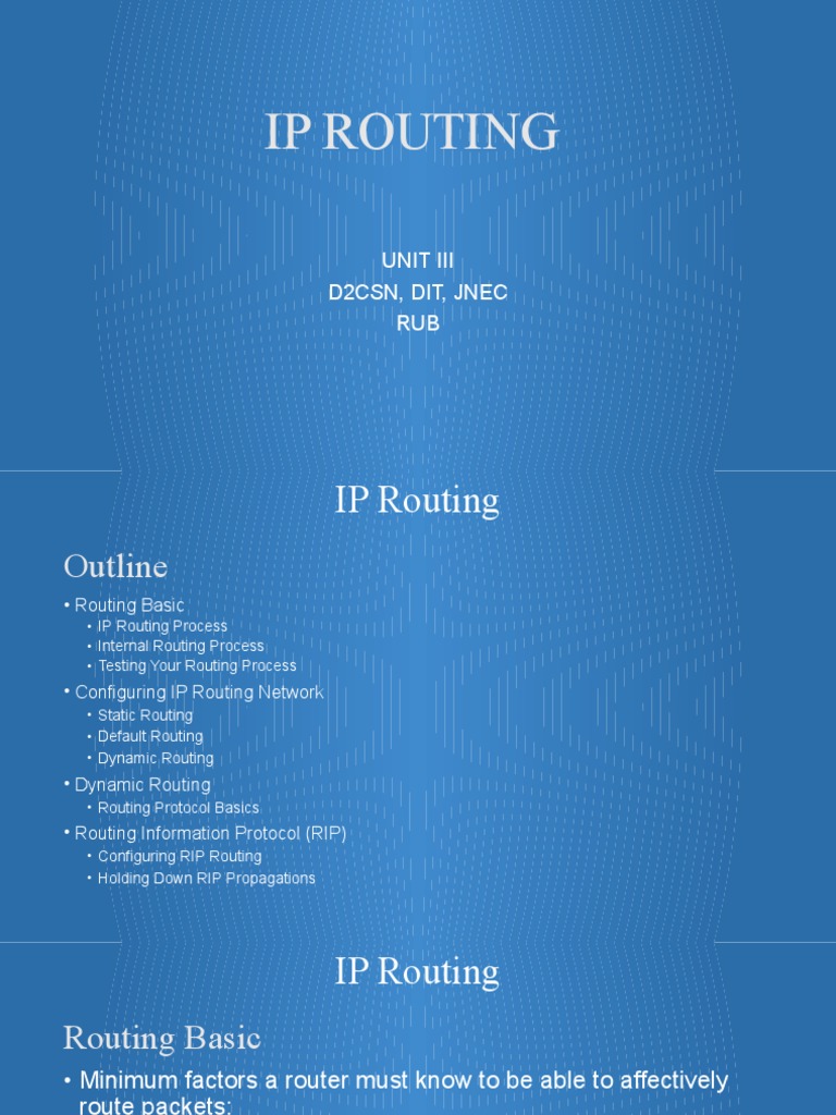 IP ROUTING (Unit III) | PDF | Routing | Router (Computing)