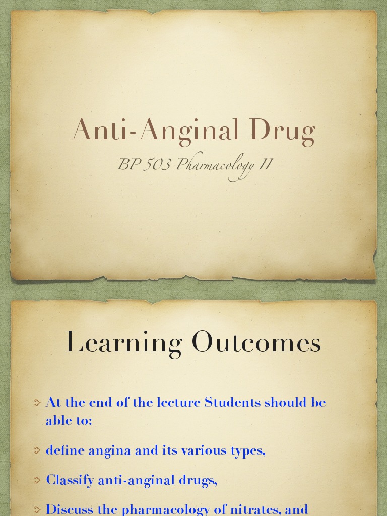 Pharmacology of Anti-Anginal Drugs: A Focus on Nitrates, Calcium ...