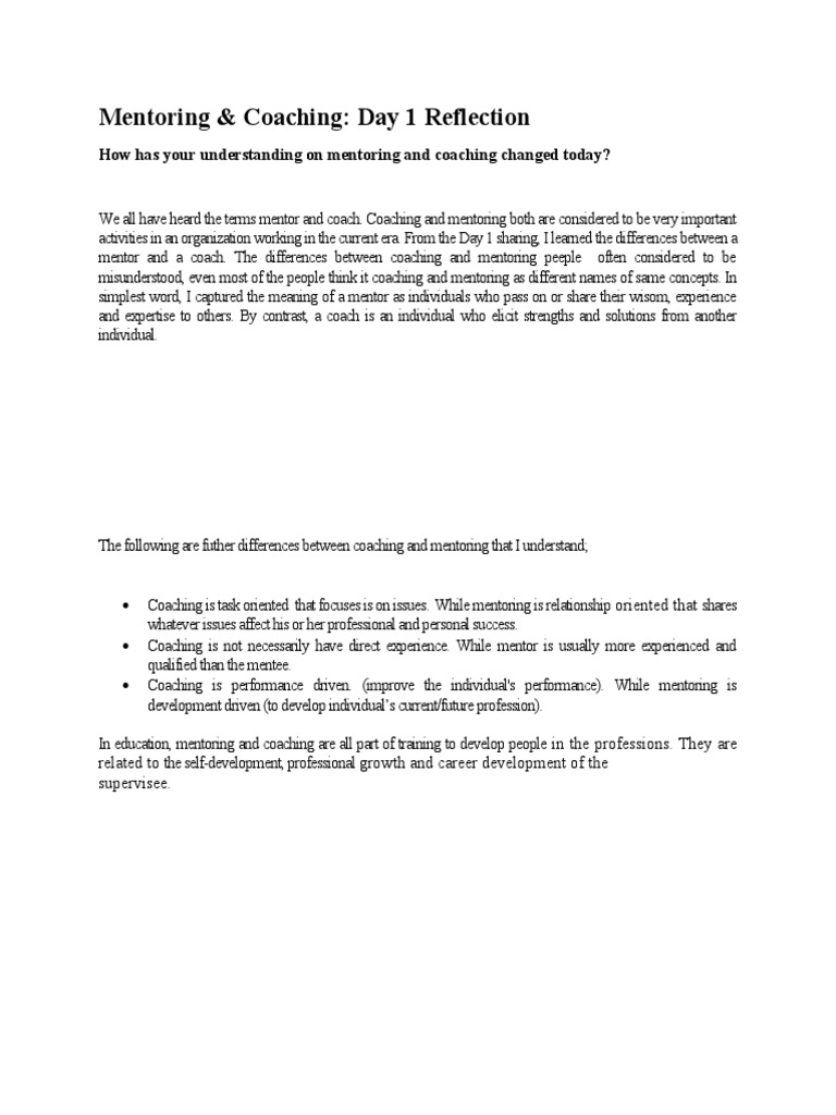 Understanding the Distinctions Between Mentoring and Coaching: A ...