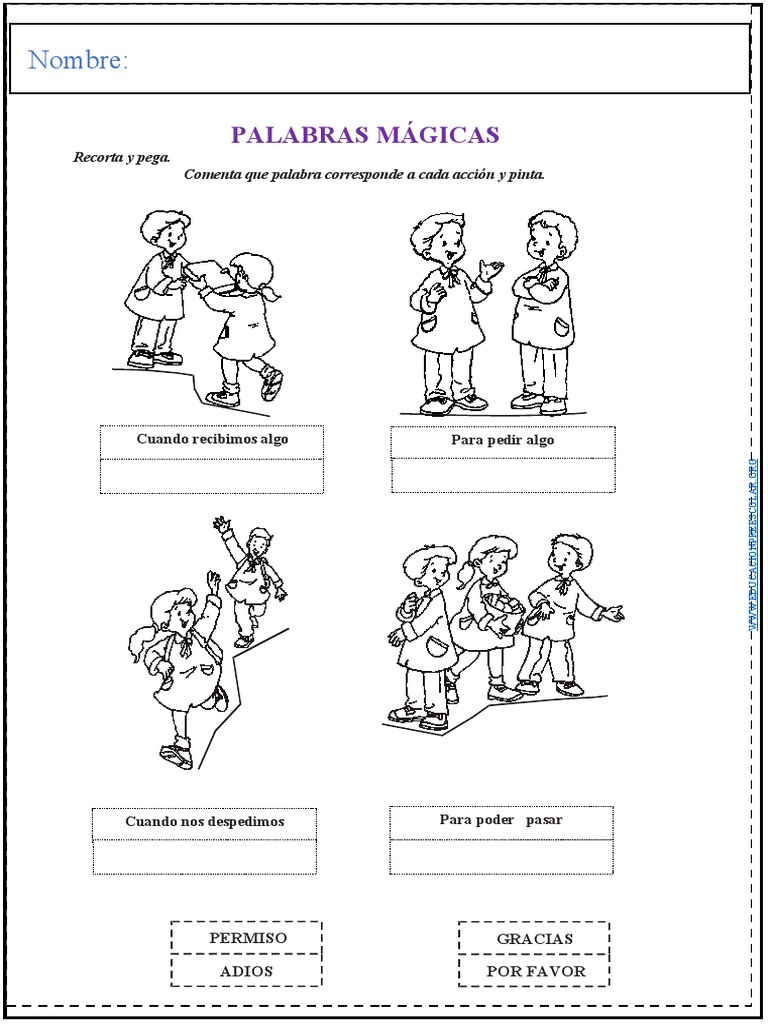 Actividades de Las Palabras Magicas para Niños | PDF