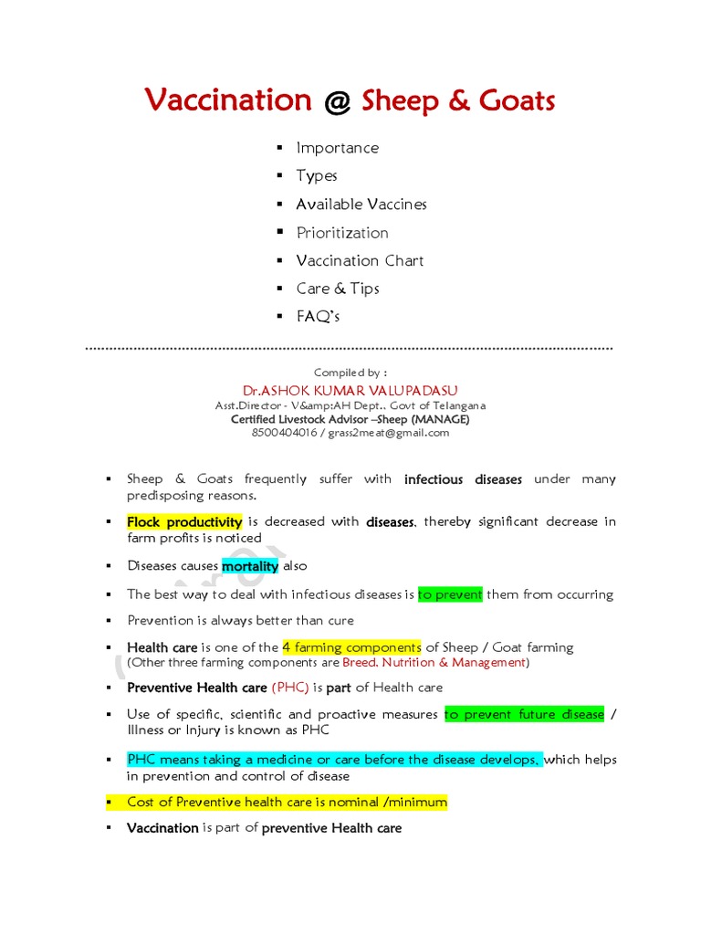 6.11.2020 Vaccination at Sheep & Goats | PDF | Immunity (Medical ...