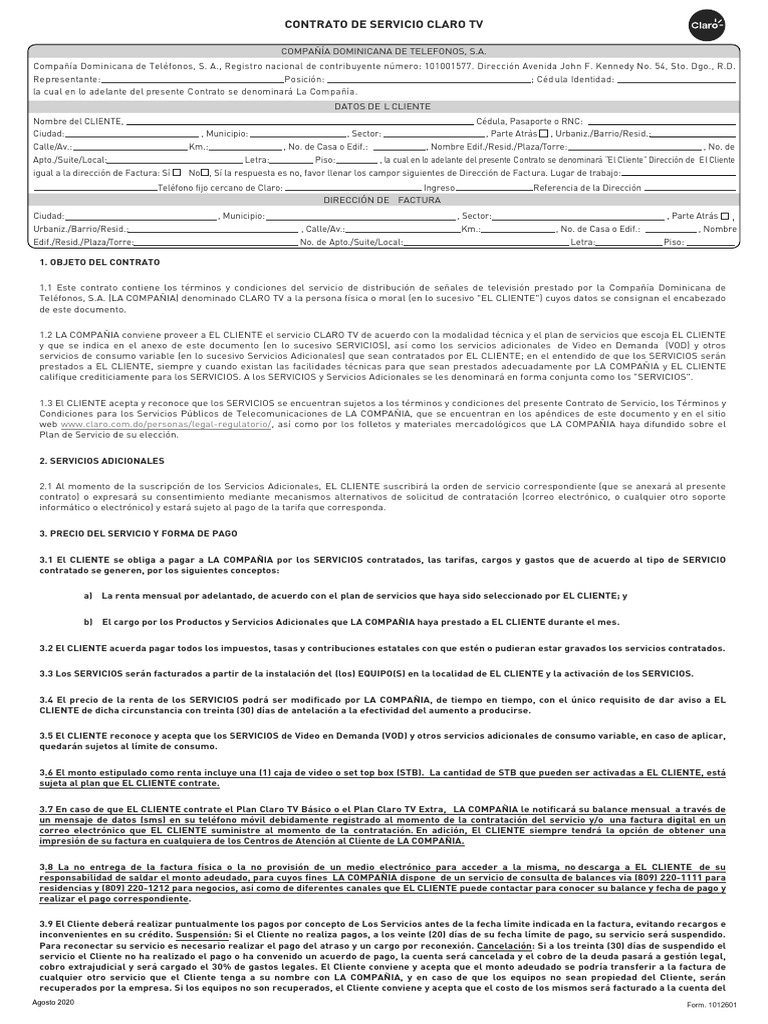 2020low - 1012601 Contrato - Claro - TV Version Agosto 20 (Talonarios ...