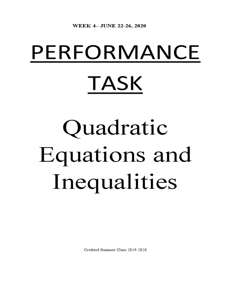 2 Performance-Task | PDF | Quadratic Equation | Equations