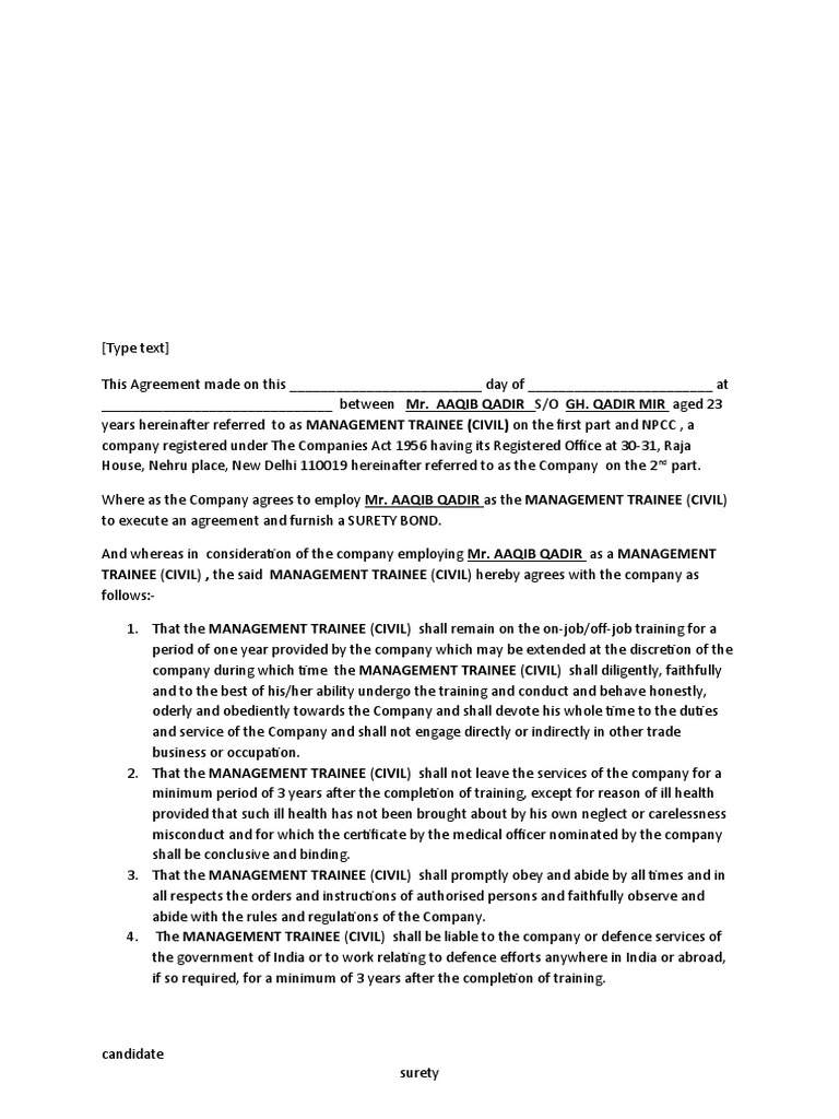 This Agreement Made On This | PDF | Surety | Salary