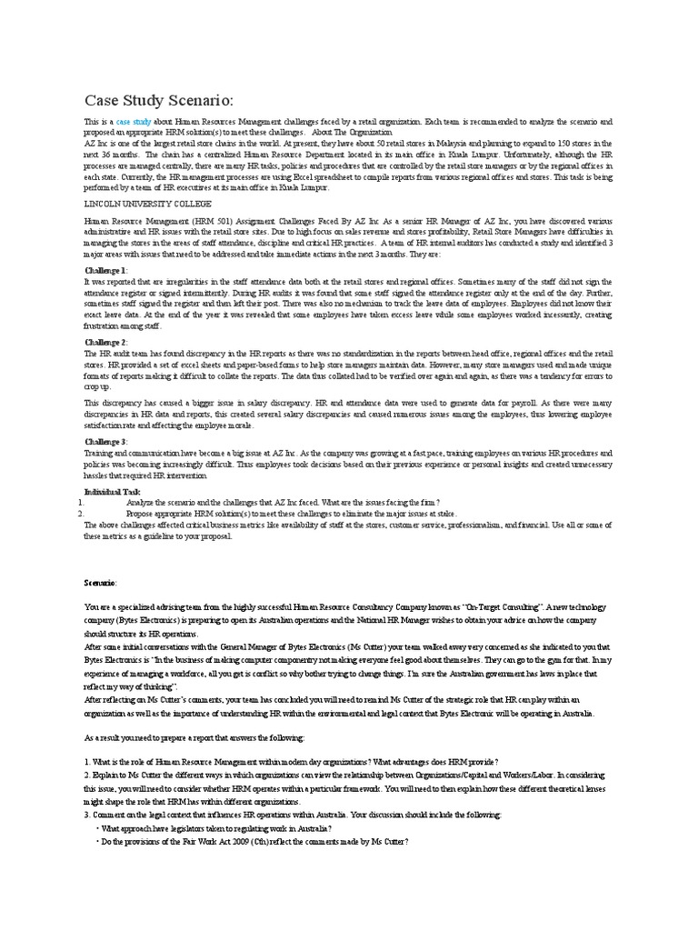 Case Study Scenario | PDF | Human Resource Management | Business