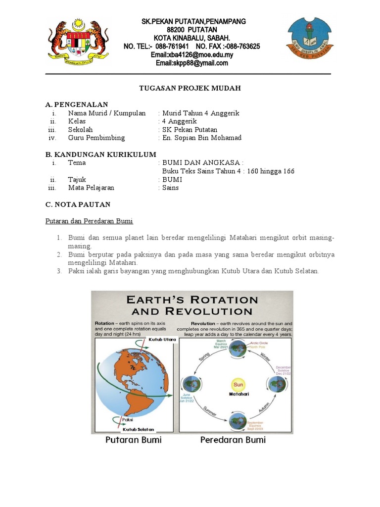Projek Model Bumi Tahun 4 | PDF