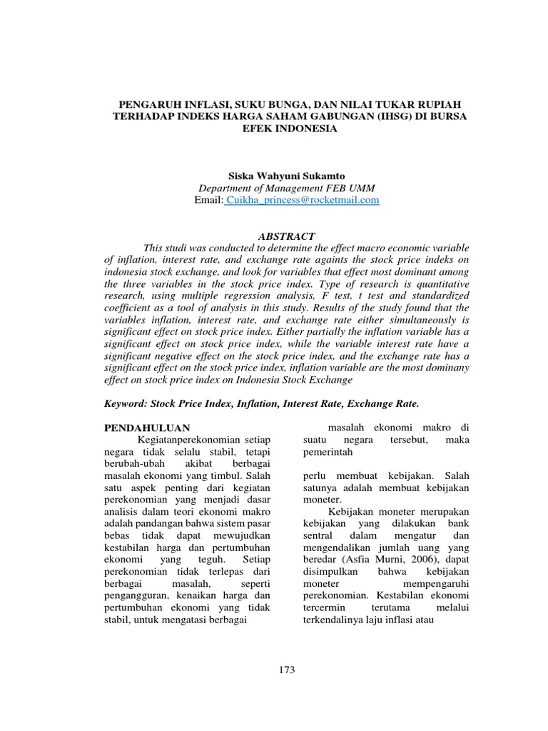 Pengaruh Inflasi Suku Bunga Dan Nilai Tukar Rupiah | PDF