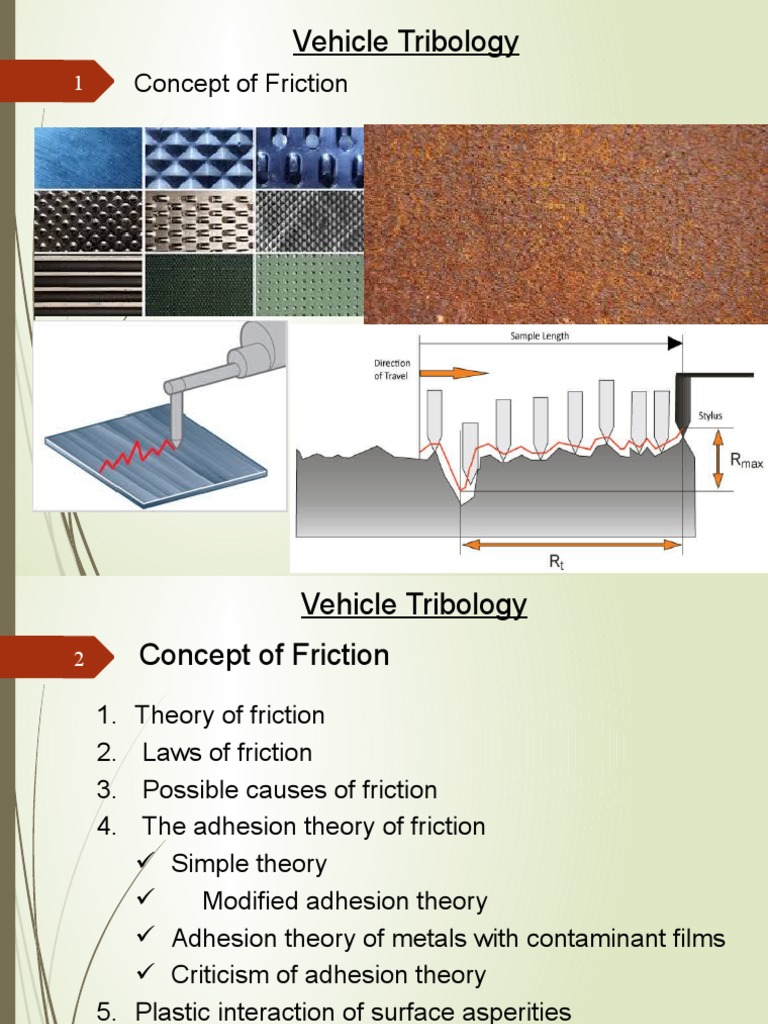 Vehicle Tribology: Concept of Friction | PDF | Friction | Plasticity ...