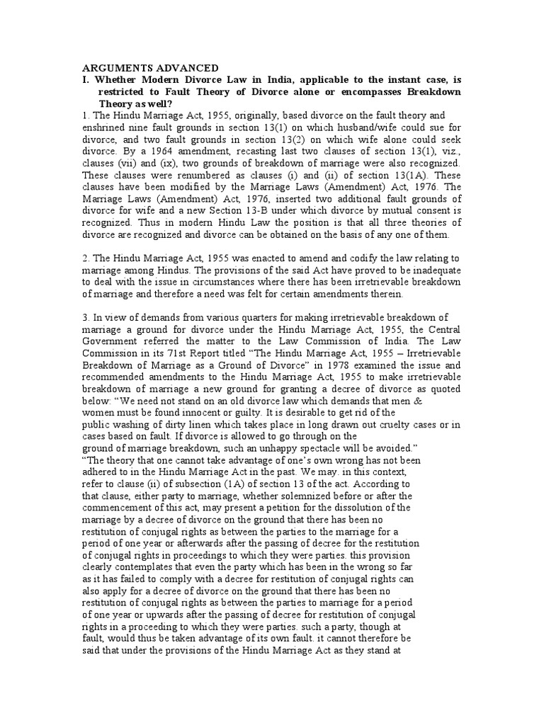 Arguments Advanced | PDF | Divorce | Marriage