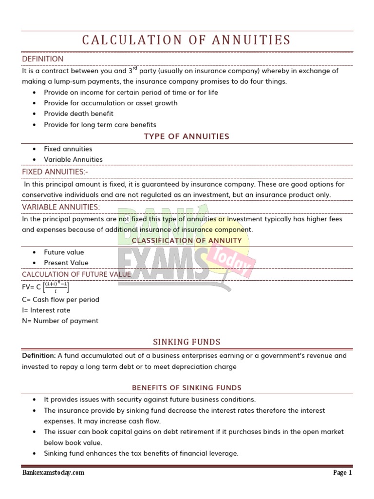 Annuities and Sinking Fund Calculations | PDF | Annuity (American ...