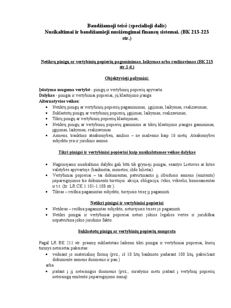 Baudziamoji Teise Finansiniai Nusikaltimai | PDF