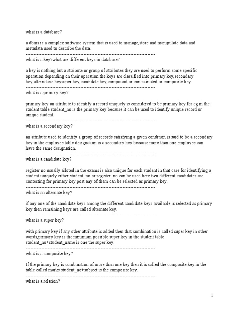 DBMS Questions Answers | PDF | Relational Database | Databases