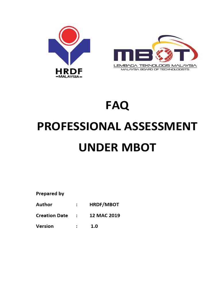 FAQ Professional Assessment Under Mbot: Prepared by Author: Hrdf/Mbot ...