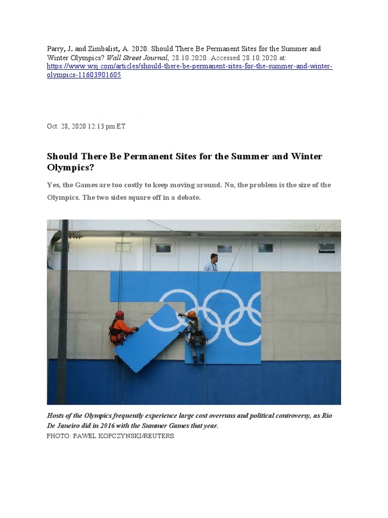 2020 Parry - Should There Be Permanent Sites For The Olympic Games ...