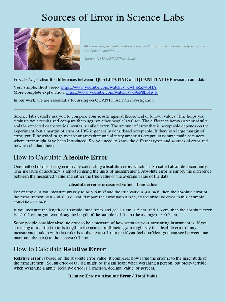 Sources of Error in Science Labs | PDF | Observational Error | Experiment