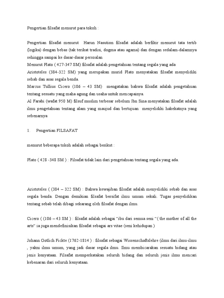 Pengertian Filsafat Menurut para Tokoh | PDF