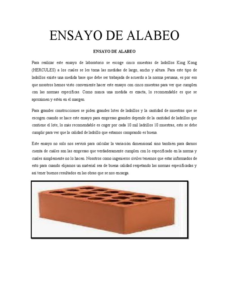 Ensayo de Alabeo en Ladrillos Hercules | PDF | Ladrillo | Naturaleza