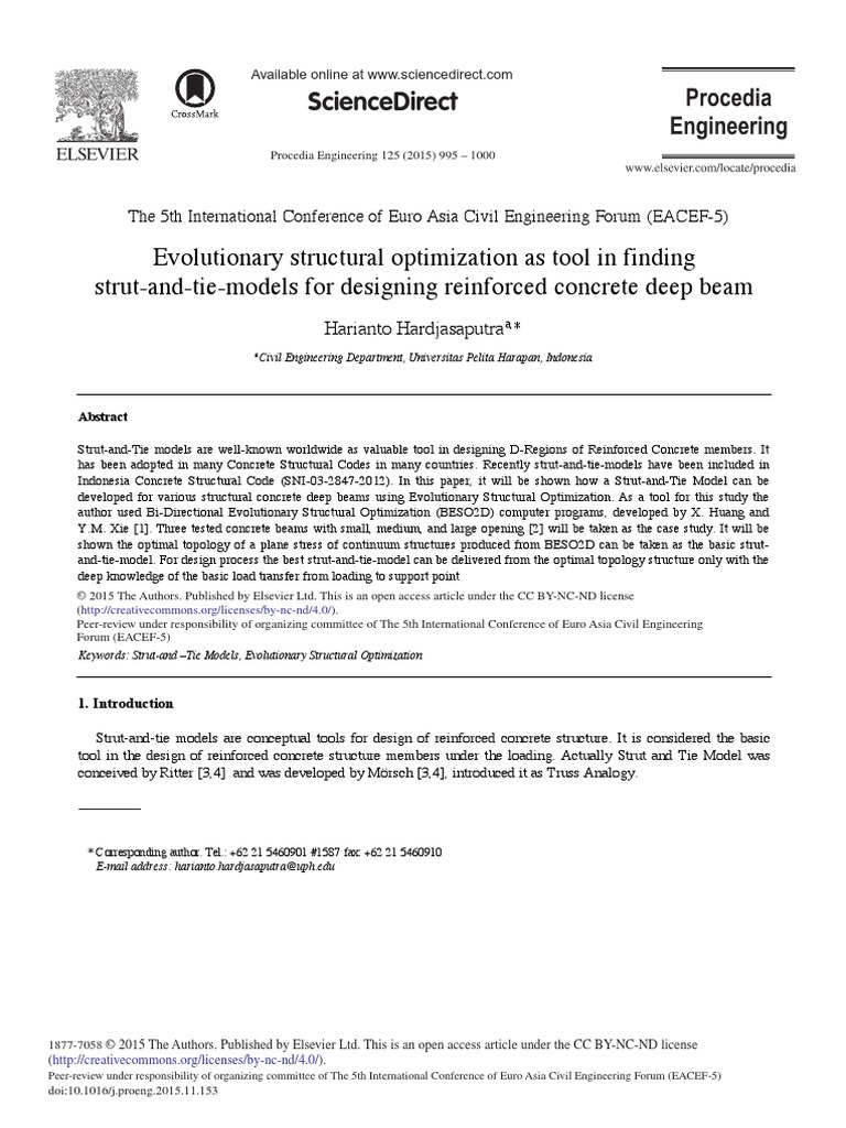Evolutionary Structural Optimization As Tool in Finding Strut and Tie ...