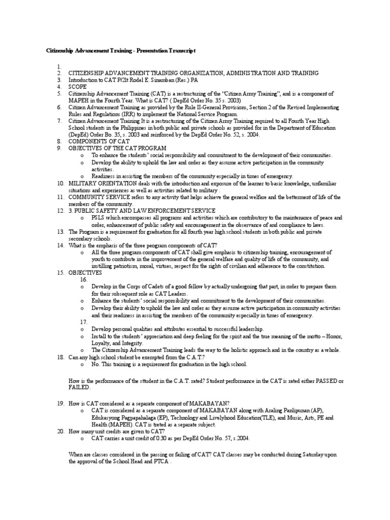 Citizenship Advancement Training