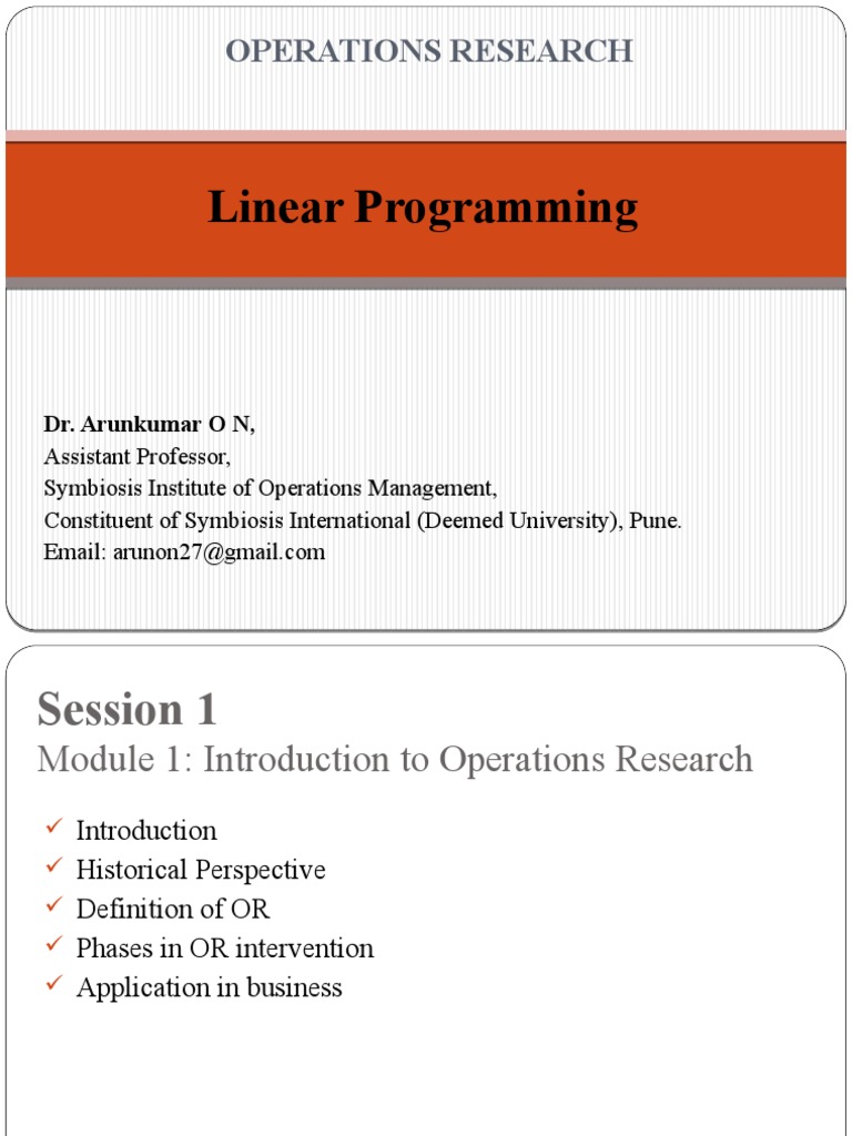 OR Module 2 SESSION 2 | PDF | Loss Function | Linear Programming