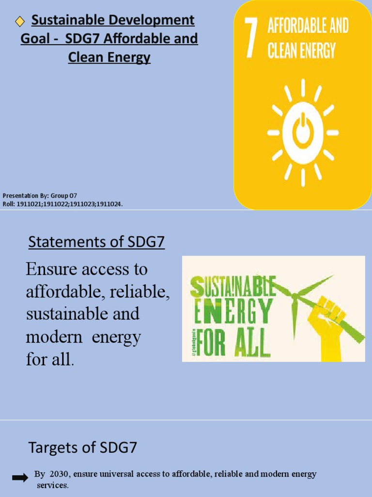 Sustainable Development Goal - SDG7 Affordable and Clean Energy | PDF ...