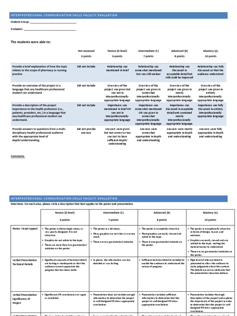 18 - 0802 Poster Presentation Rubric | PDF | Graphics | Health Professional