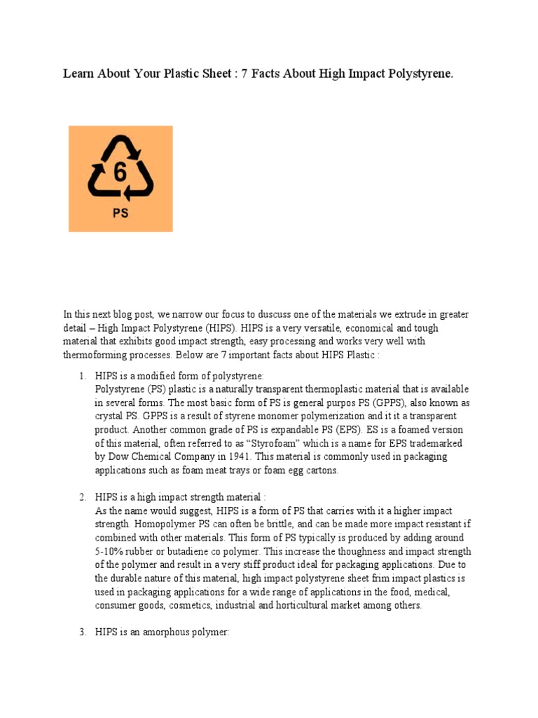 Learn About Your Plastic Sheet | PDF | Polystyrene | Amorphous Solid